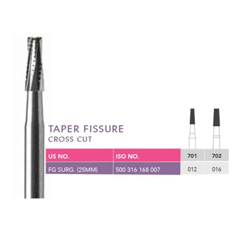 Prima-Dental-Taper-Fissure-Surgical-Carbide-Bur-FG-702-Pack-of-5